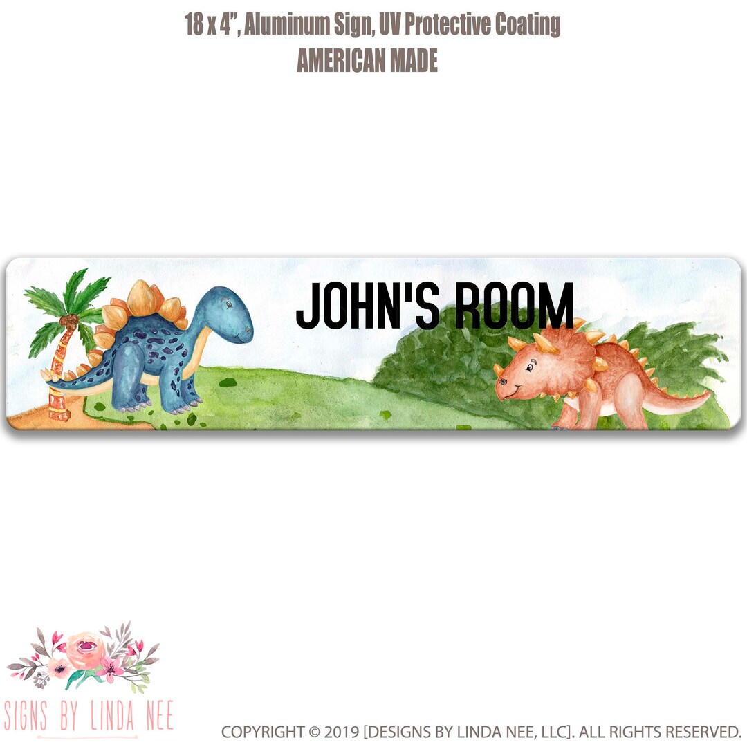 Personalized Boys Room Sign, Dinosaur Room Sign, Bedroom Decor, Custom ...