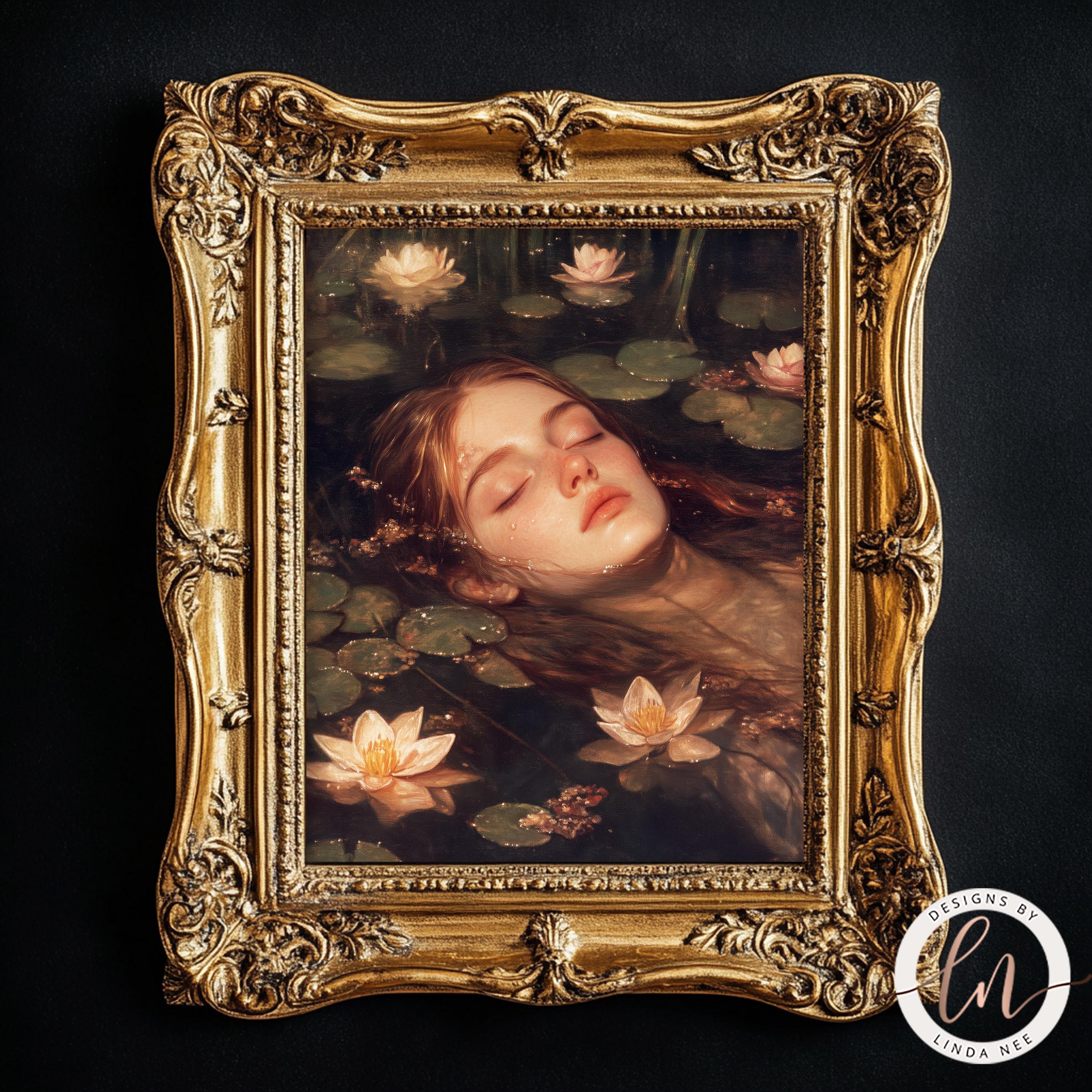 Ophelia Drowning Art Print, Dark Academia Aesthetic, Vintage Gothic ...