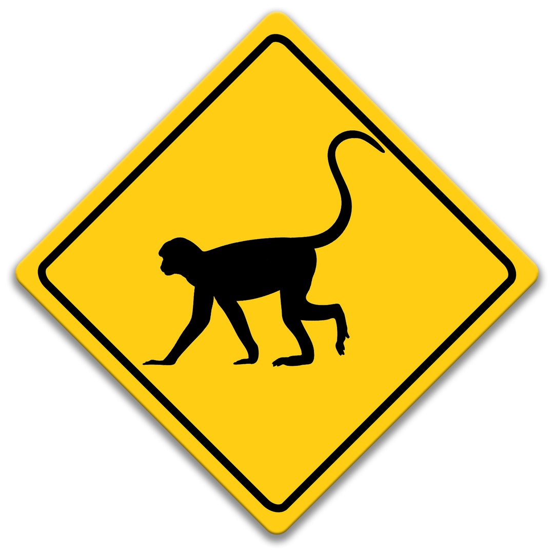 Monkey Crossing Sign, Cute Monkey Xing Sign, Monkey Decor, Monkey Sign ...