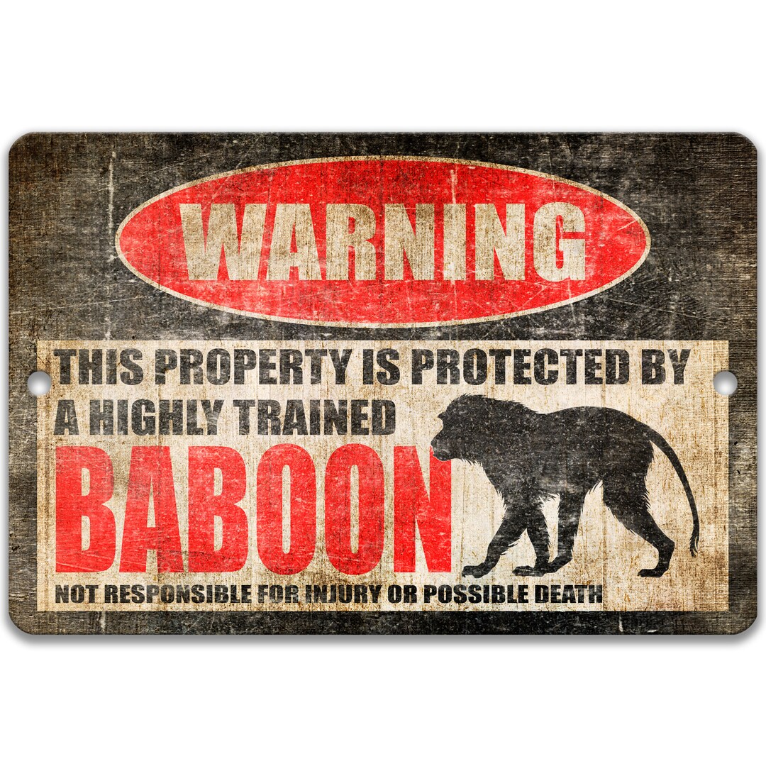 Funny Baboon Warning Sign, Baboon Decor, Baboon Sign, Mandrill Sign ...