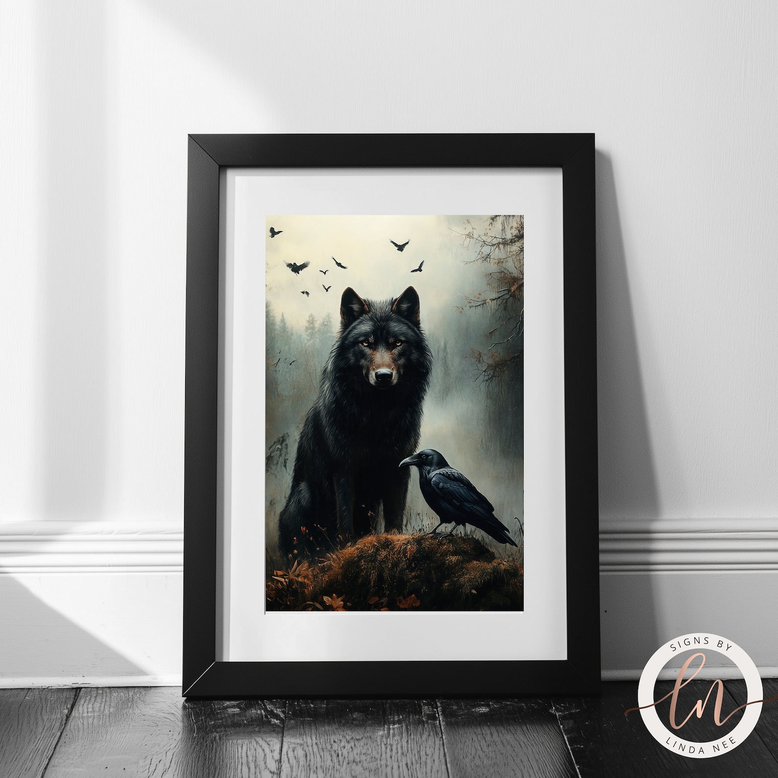 Wolf and Raven Art Print, Dark Gothic Fantasy, Mystical Dream, Moody ...