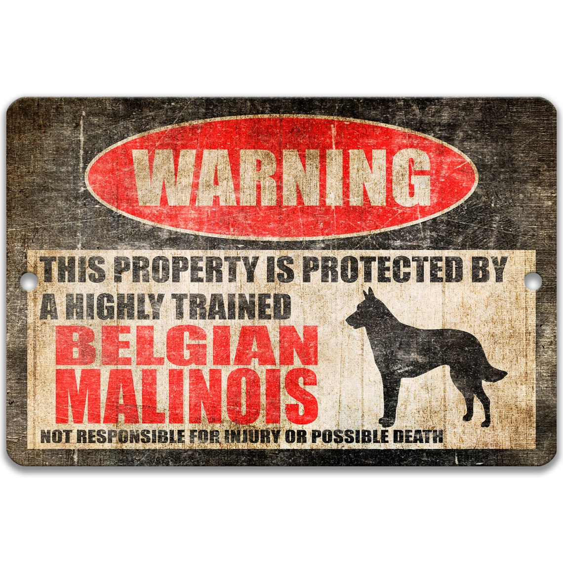 K9 Security Dog Belgian Malinois Sign No Trespassing Dog Warning Sign ...