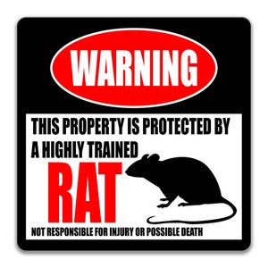 Funny Rat Sign, Protected by Rat Animal Decor Pet Rat Sign Rodent ...