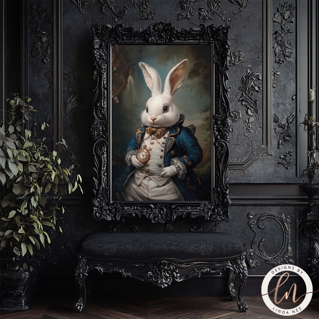 White Rabbit Victorian Portrait Art Print, Alice in Wonderland, Home ...
