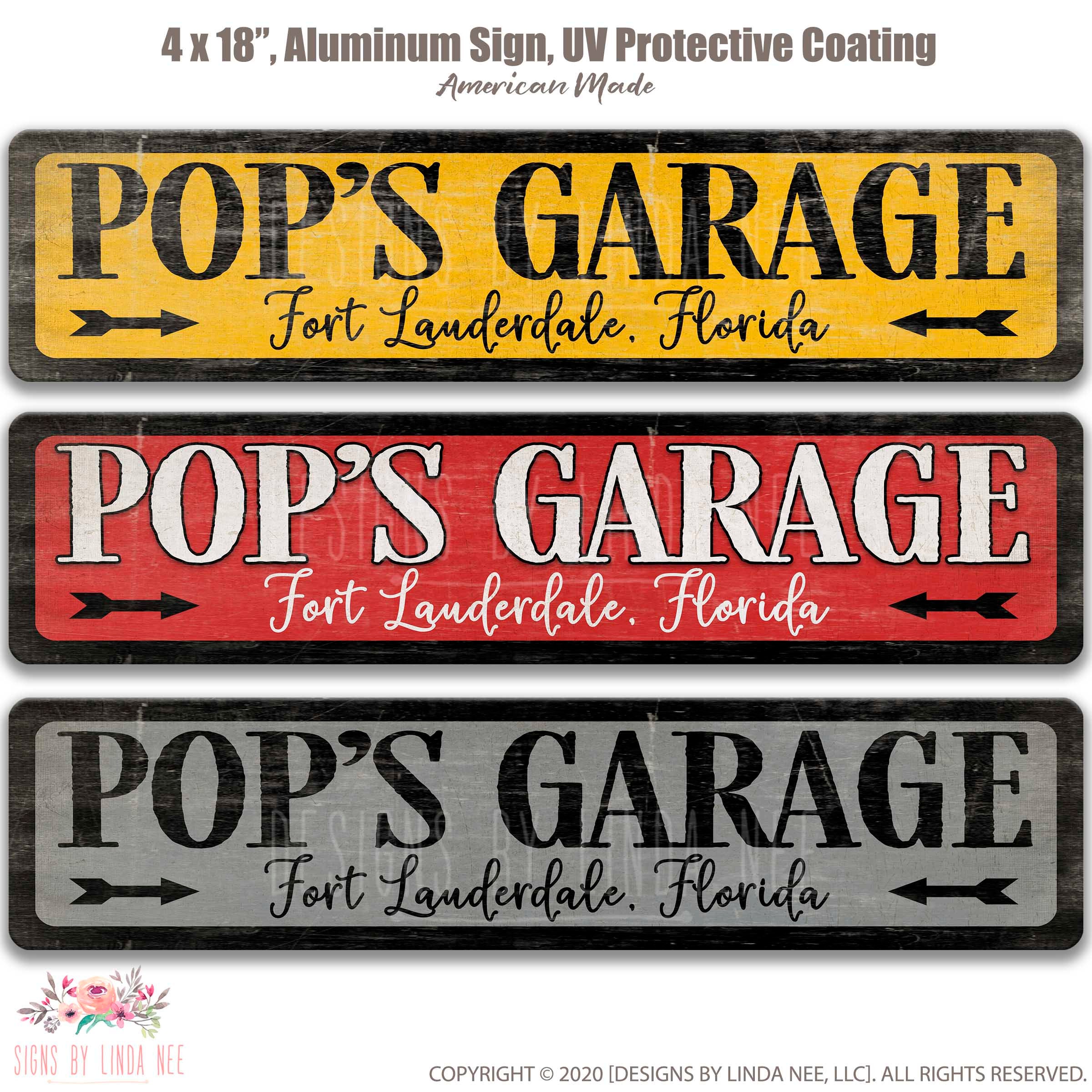 Father's Day Gift Pop's Garage Sign City and State - Etsy
