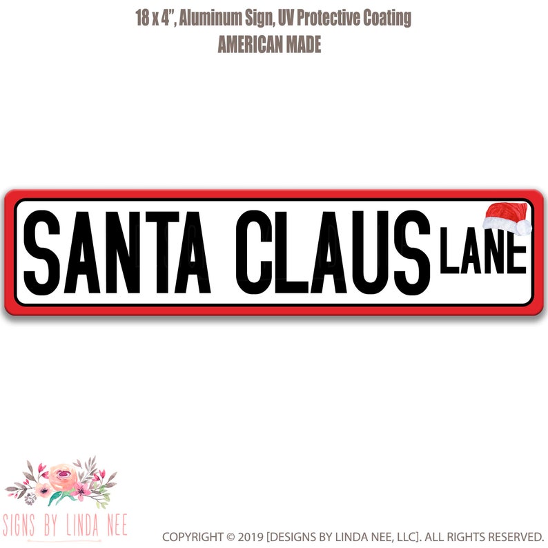 Christmas Street Sign Front Yard Sign Santa Claus Lane Front Door Sign ...