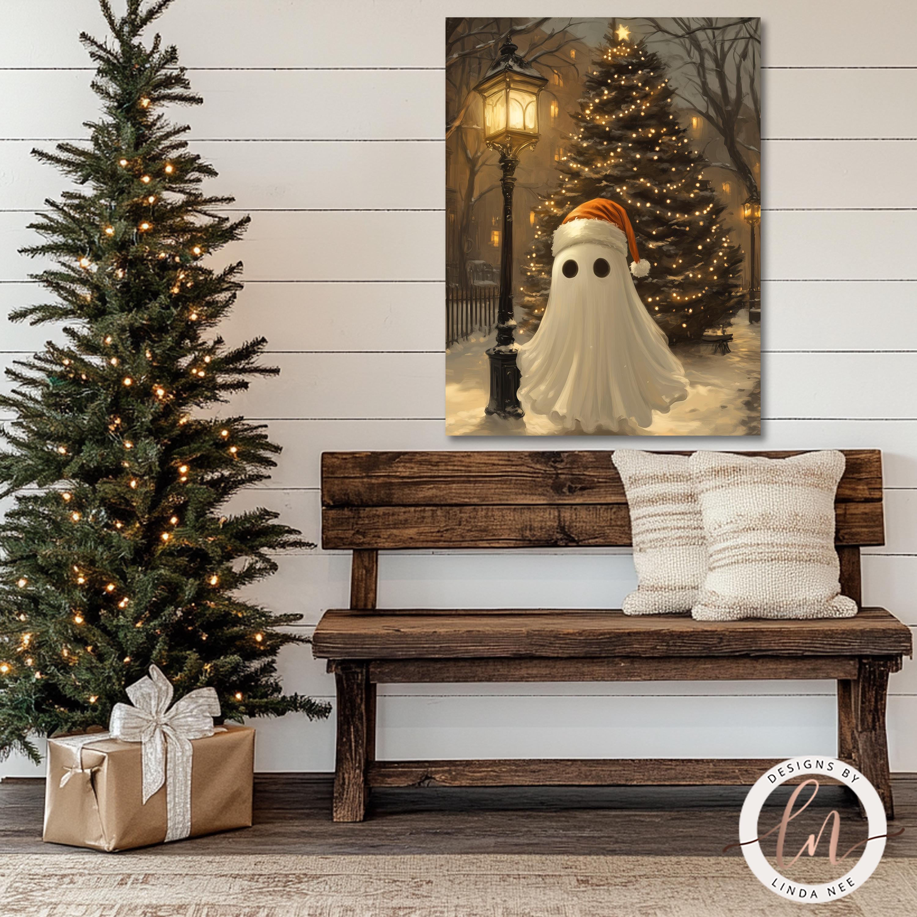 Christmas Ghost in Victorian Square Print, Dark Academia Vintage ...