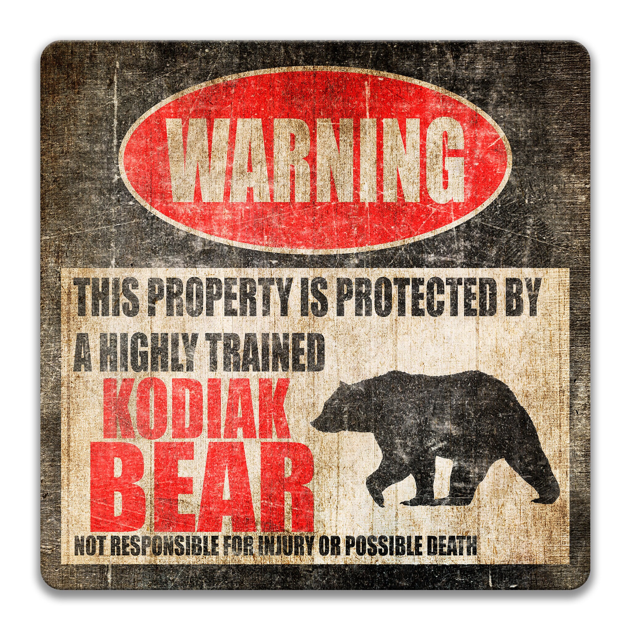 Funny Kodiak Bear Warning Sign, Beware of Kodiak Bear Sign, Alaskan ...