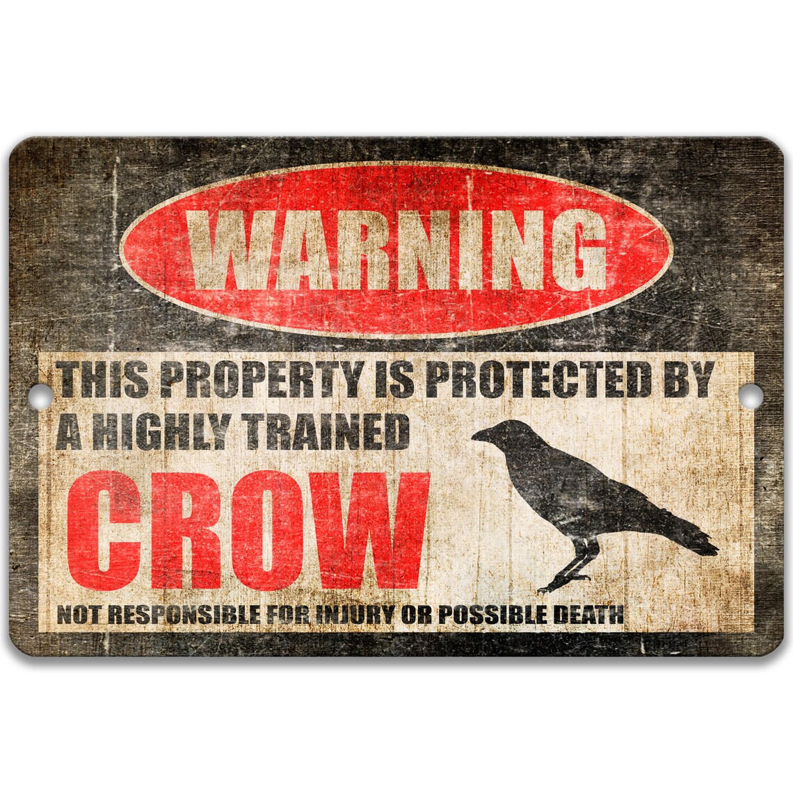 Funny Crow Sign, Crow Warning Sign, No Trespassing Sign, Funny Metal ...