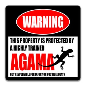 Funny Agama Warning Sign, Agama Decor, Lizard Decor, Reptile Pet ...