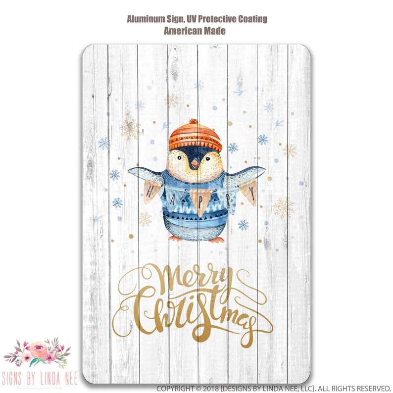Penguin Sign Merry Christmas Sign Cute Penguin Christmas - Etsy