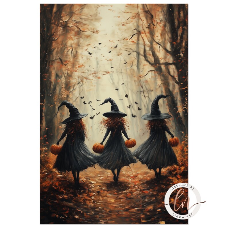 Fall Witches in the Forest Art Print, Witchcore Metal Photo, Dark ...