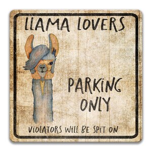 Llama Sign Funny Metal Signs Llama Accessories Llama Parking Sign Barn ...