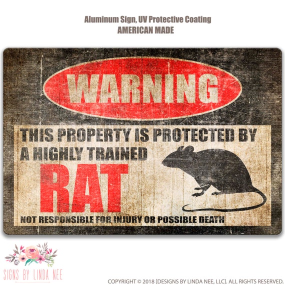 Funny Rat Sign Protected by Rat Animal Decor Pet Rat Sign | Etsy