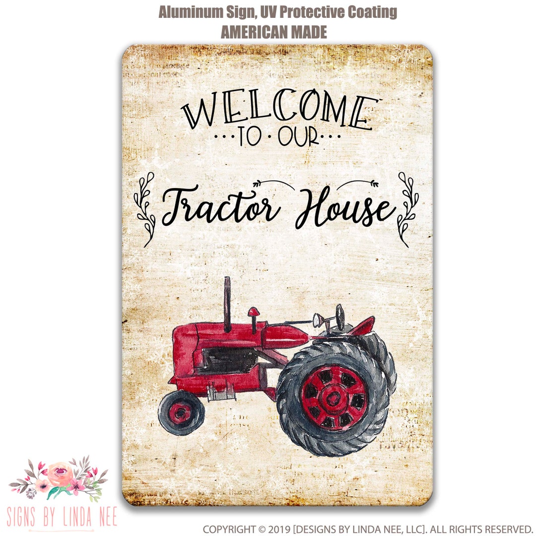 Personalized Red Tractor Sign Tractor House Farmhouse Sign Vintage ...