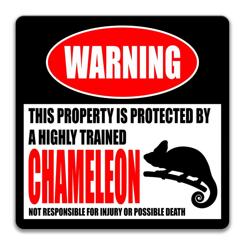 Chameleon Sign Funny Chameleon Sign Chameleon Accessories Warning Sign ...
