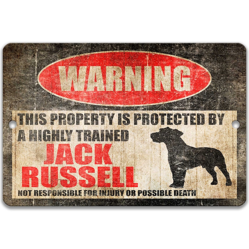 Funny Dog Decor, Jack Russell Metal Sign, No Trespassing Outdoor ...