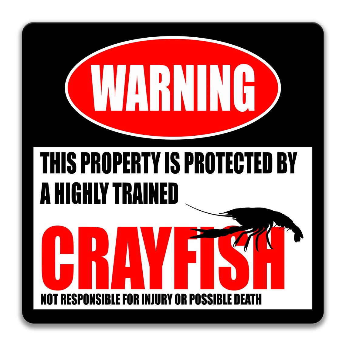 Funny Crayfish Warning Sign, Crayfish Decor, Crayfish Sign, Crawdad ...