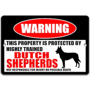K9 Security Dog Dutch Shepherds Sign, No Trespassing, Dog Warning Sign ...