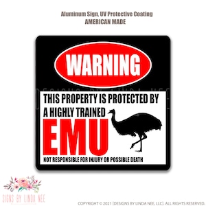 Emu Sign, Funny Emu Gift, Emu Decor, Emu Lover, Warning Sign Beware of ...