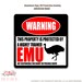 Emu Sign Funny Emu Gift Emu Decor Emu Lover Warning Sign - Etsy