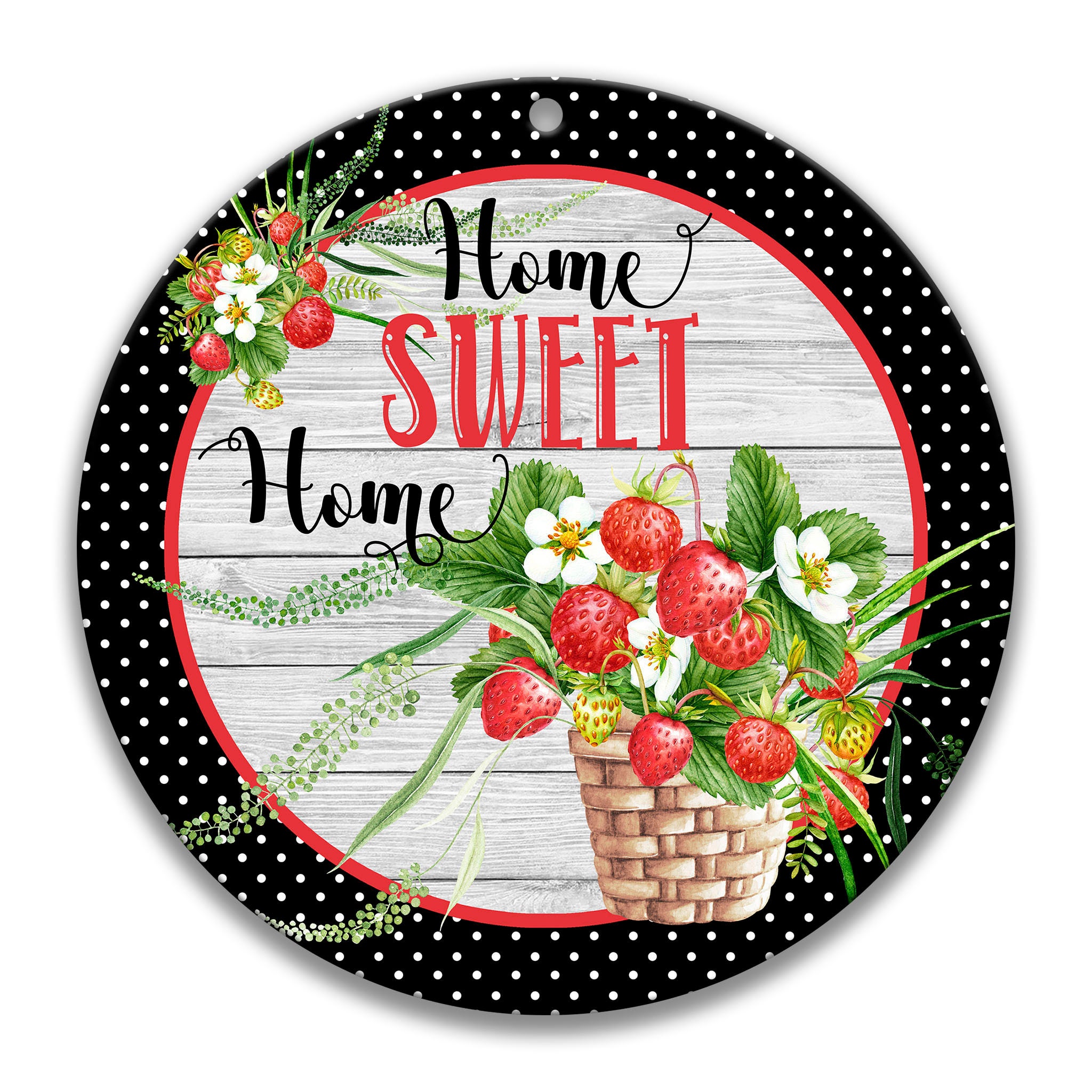 Round Strawberry Sign, Summer Wreath Sign, Home Sweet Home Strawberry ...