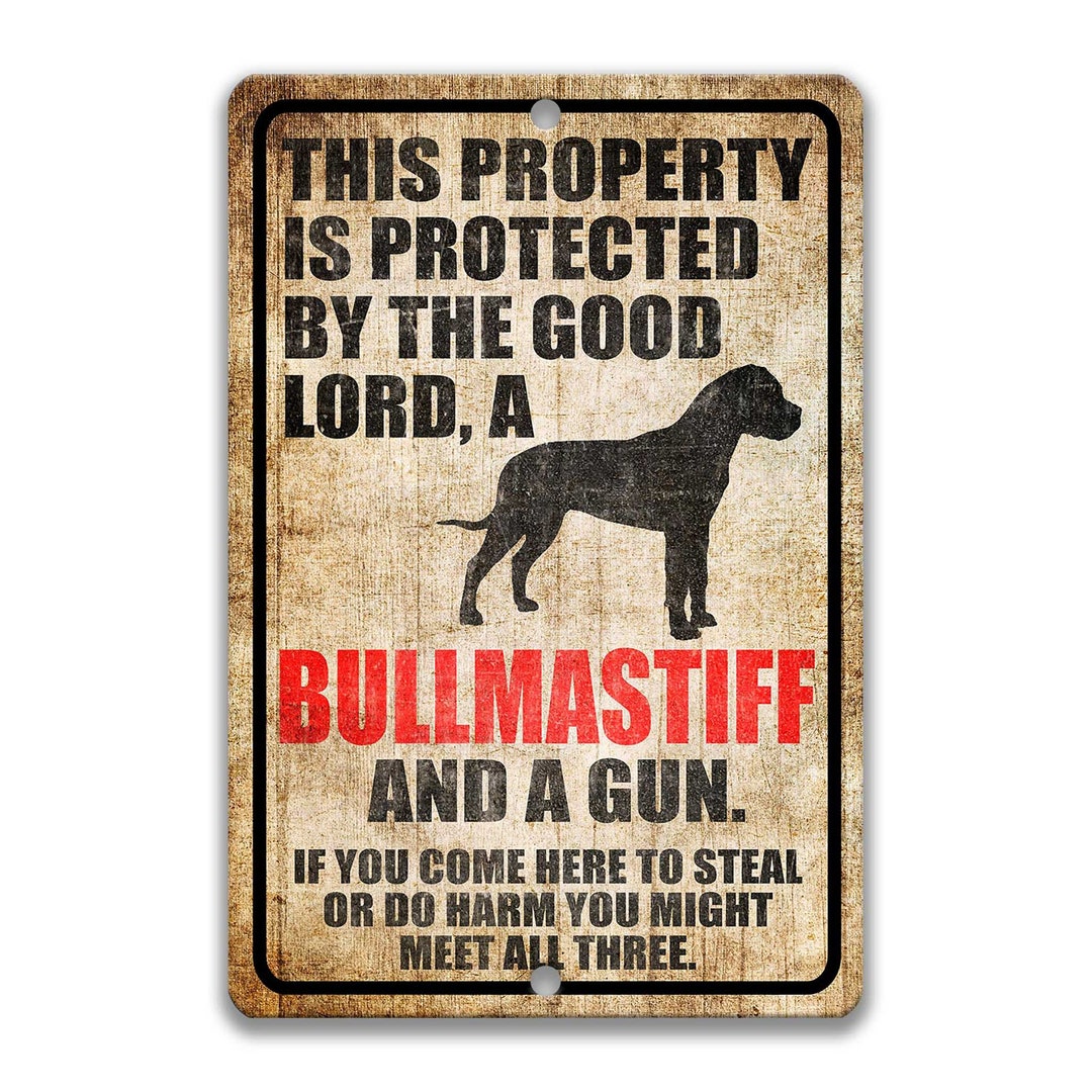 Bullmastiff Dog Sign Dog Warning Sign Dog Sign Warning Sign Bullmastiff ...