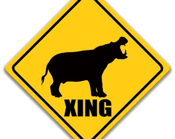 HIPPOPOTAMUS LOVER Street Sign Africa Animal Hippo Huge Savanna ...