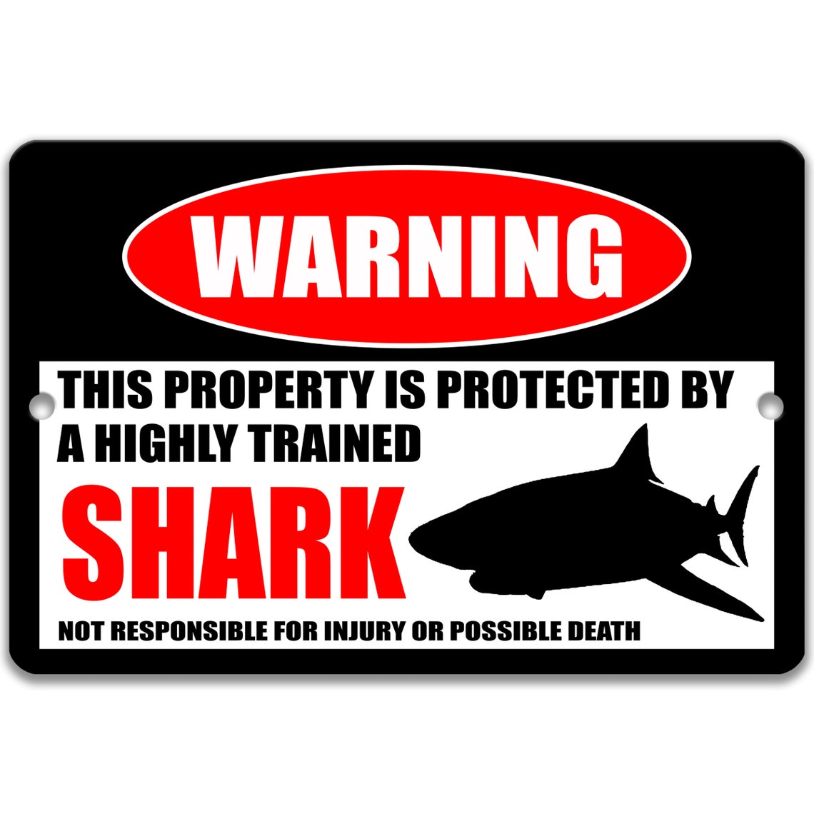 Shark Sign Funny Shark Warning Sign for Pool Area Available | Etsy