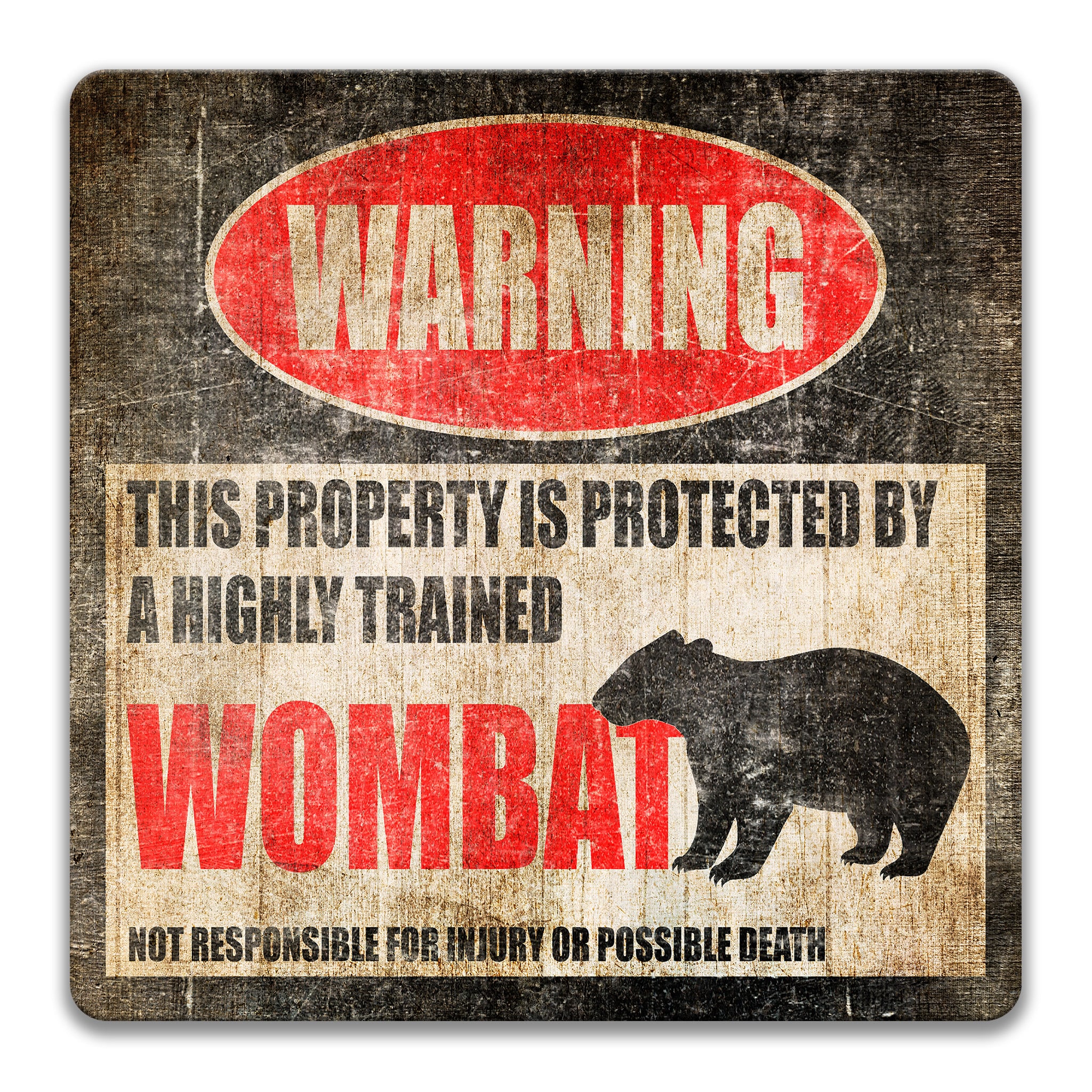 Funny Wombat Sign, Highly Trained Animal, Australian Animal Decor ...