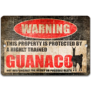 Guanaco Metal Sign, Guanaco Warning, Camelid, Llama, Vicuña, Camel ...
