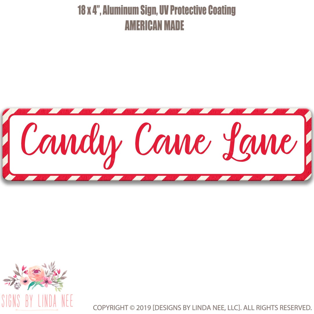Candy Cane Lane Street Sign Front Door Sign Candy Canes Sign Front Yard ...