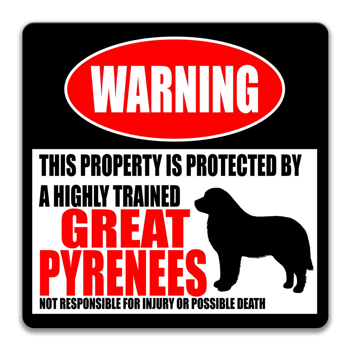 Great Pyrenees Dog Sign, Funny Metal Dog Sign, Pyrenees Warning Sign ...