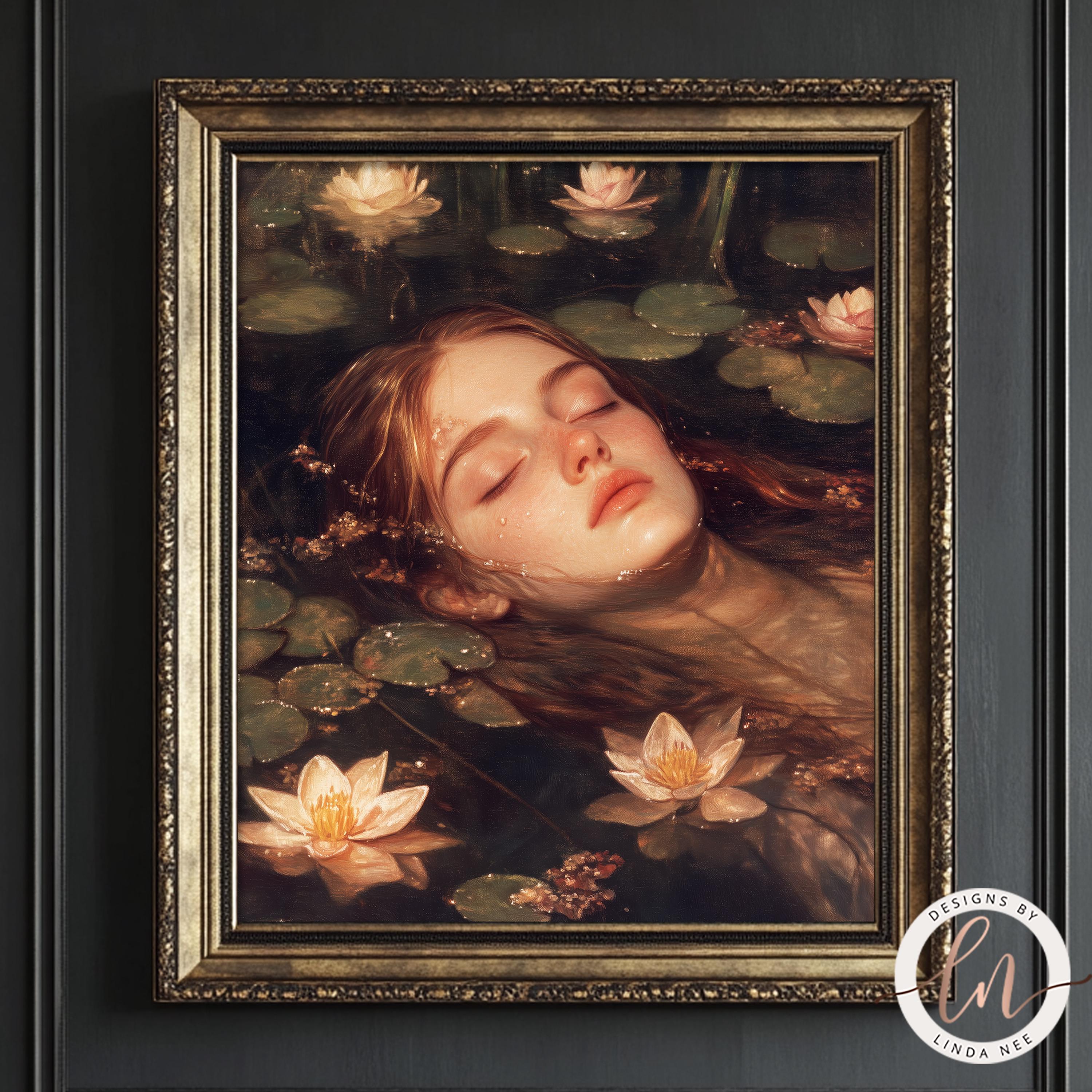 Ophelia Drowning Art Print, Dark Academia Aesthetic, Vintage Gothic ...