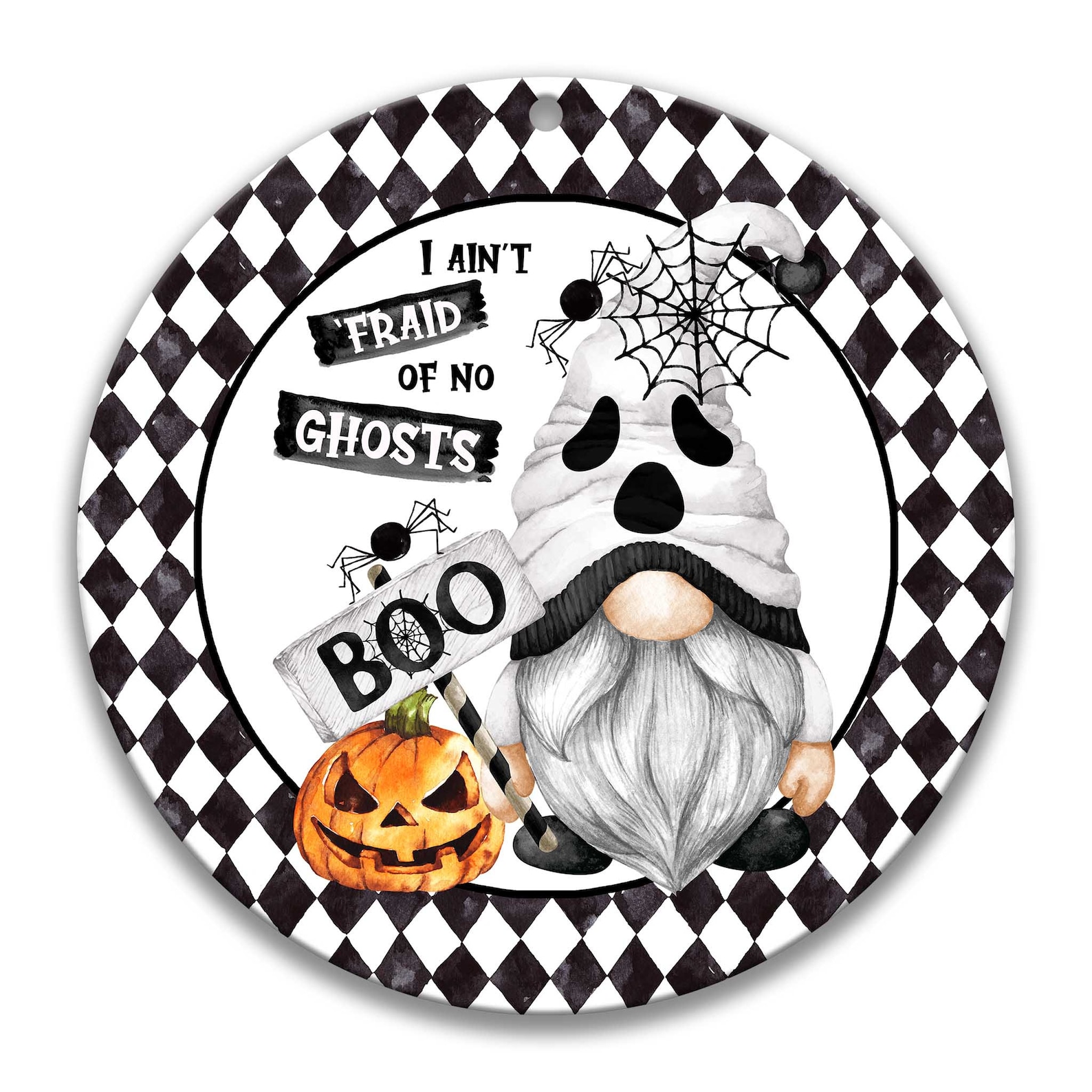 Cute Ghost Gnome Halloween Sign 12 Fall Wreath Sign - Etsy