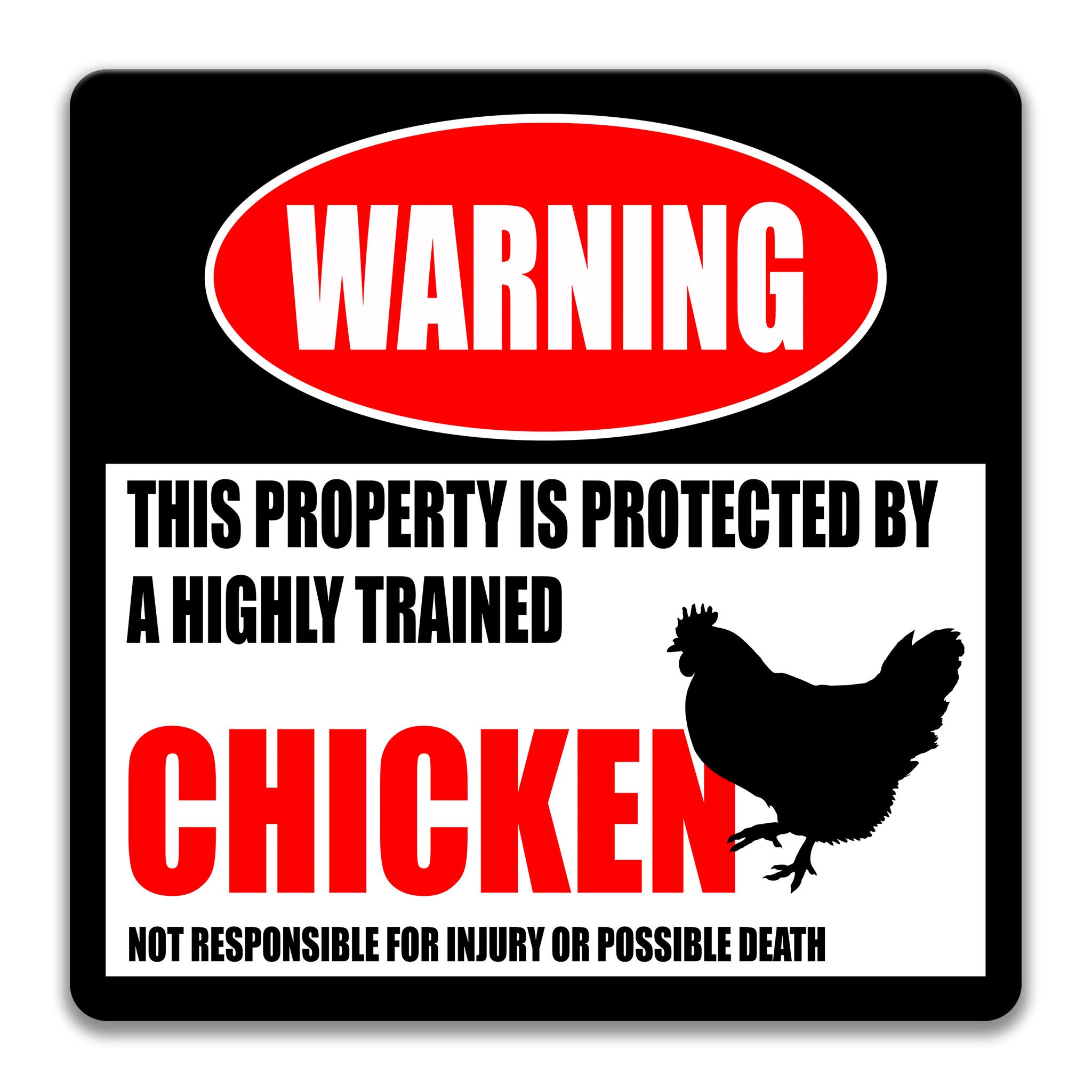 Funny Chicken Warning Sign, Chicken Decor, Chicken Sign, Chicken Coop ...