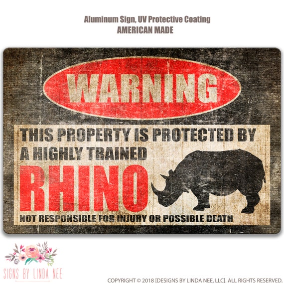 Funny Rhinoceros Sign Rhino Sign Rhino Warning Pet Sign | Etsy