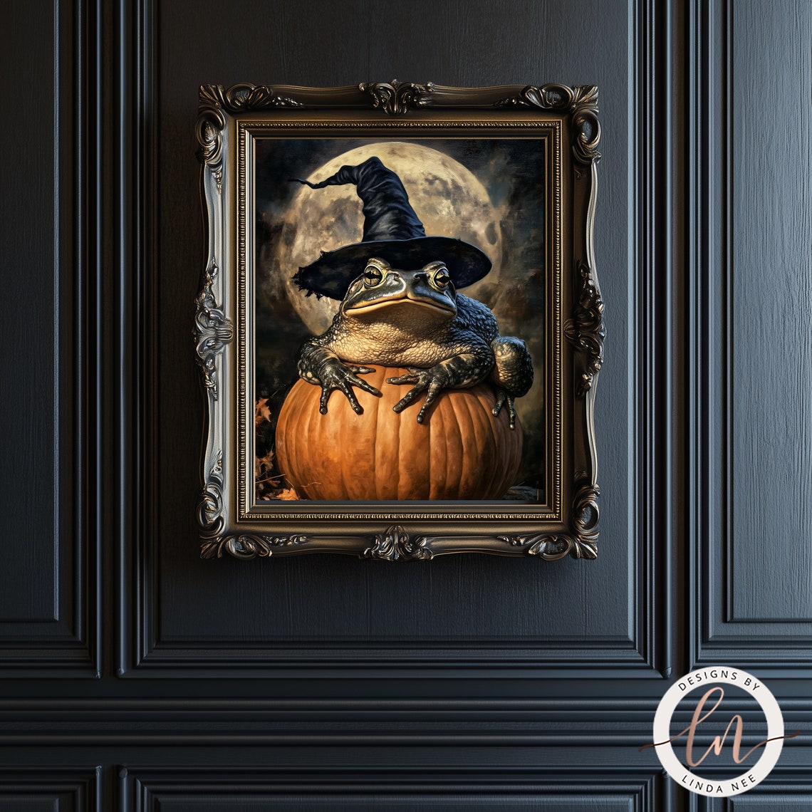Witchy Toad and Pumpkin Art Print, Samhain Holiday Dark Gothic Art ...
