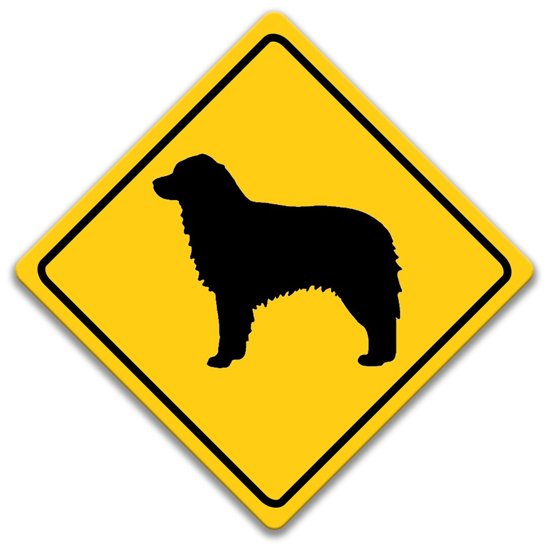 Australian Shepherd Crossing, Aluminum Metal Sign, Caution Shepherd ...