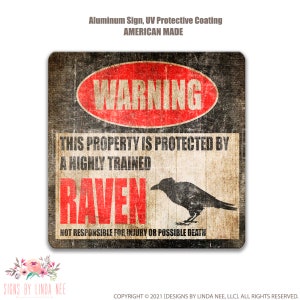Raven Warning Sign, Funny Raven Sign, Birdwatcher Gifts, No Trespassing ...