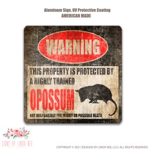 Funny Opossum Warning Sign, Opossum Decor, Marsupial, Wildlife Decor ...