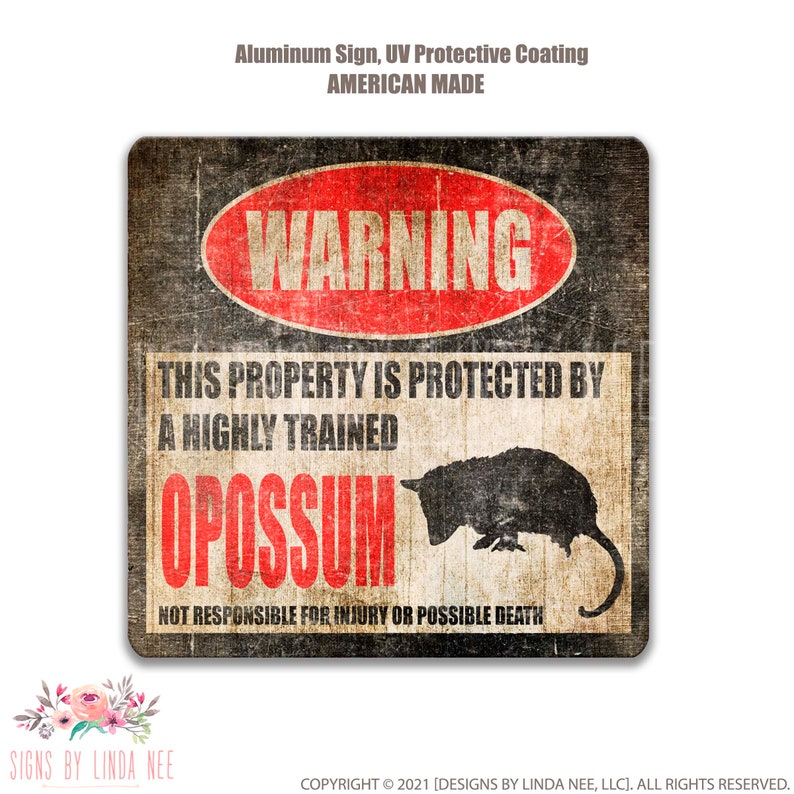 Funny Opossum Warning Sign, Opossum Decor, Marsupial, Wildlife Decor ...