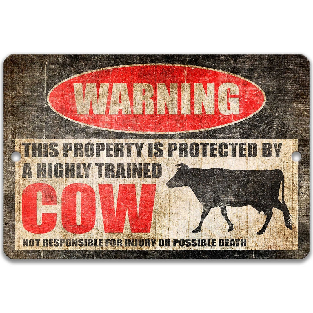 Cow Sign Farm Sign Funny Cow Decor Cow Warning Sign Funny Metal Barn ...