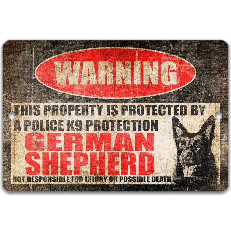 German Shepherd Dog Sign Police K9 Dog No Trespassing Sign Metal Sign ...