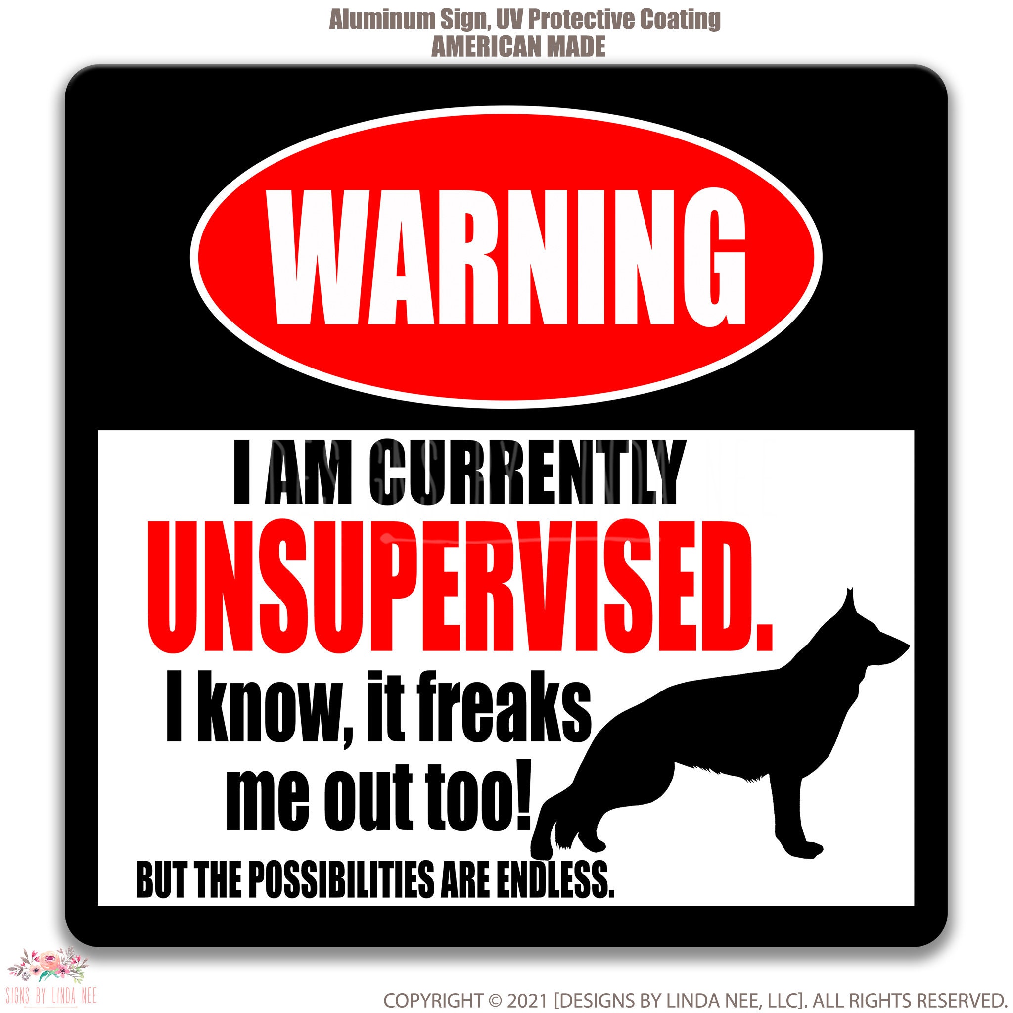 German Shepherd Dog Sign No Trespassing Sign Funny Metal Sign Dog ...