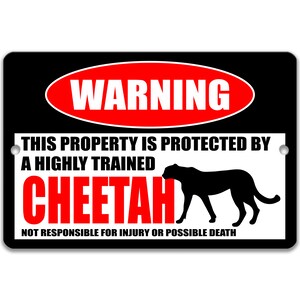 Funny Cheetah Warning Sign, Large Cat Signs, Hunting Leopard Decor ...