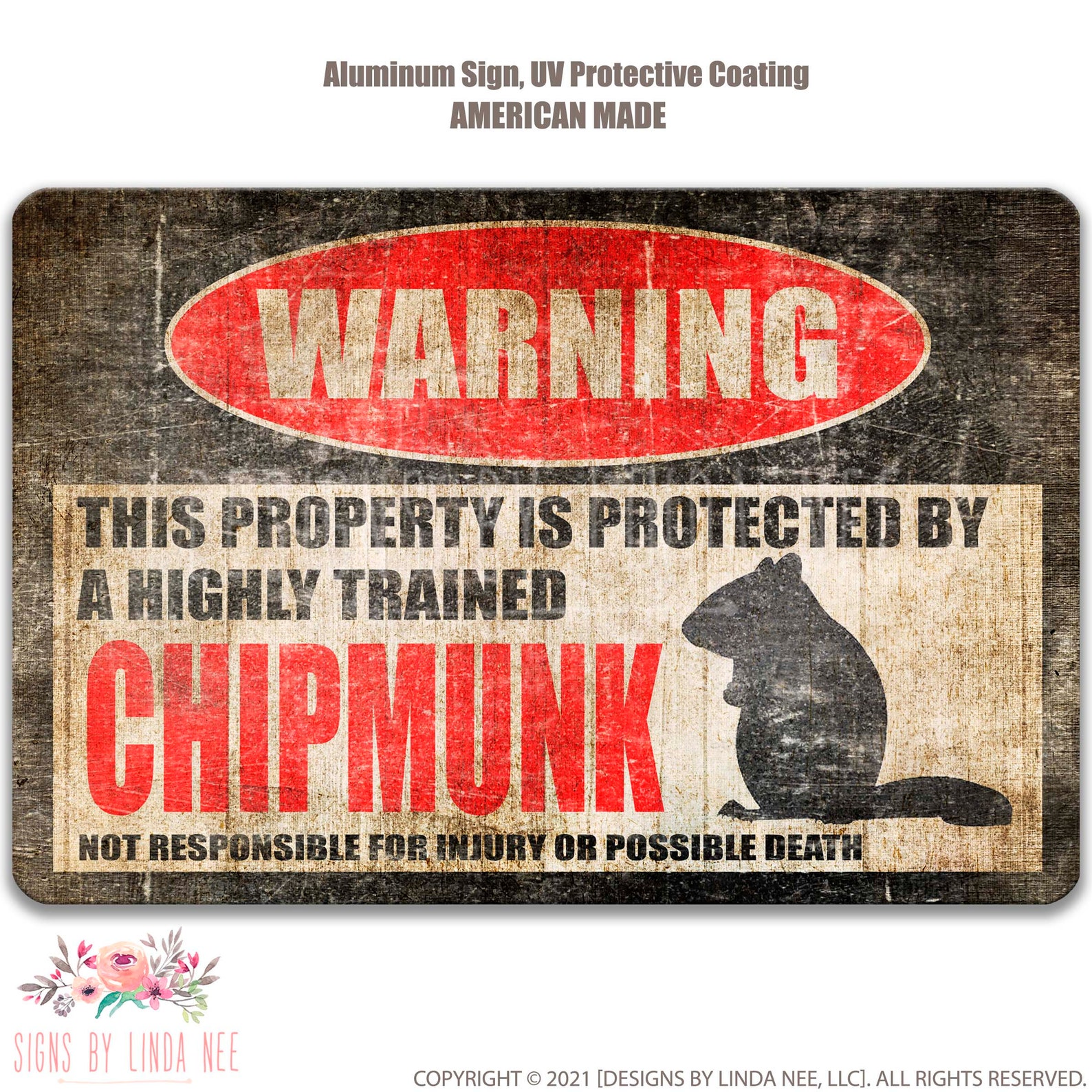 Buy Protected by a Chipmunk Funny Chipmunk Sign Animal Decor Pet Online ...