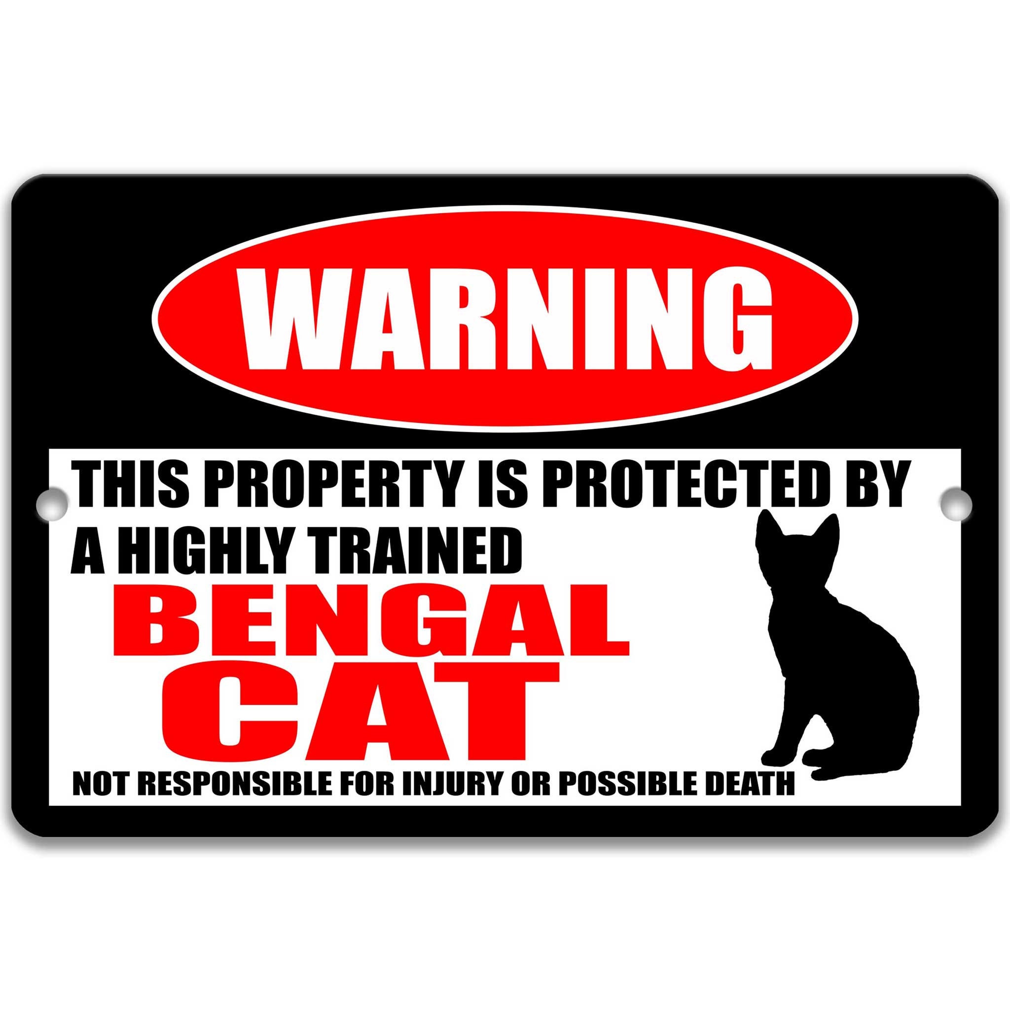 Bengal Cat Sign Funny Cat Warning Sign Cat Novelty Sign Cat Decor Cat ...