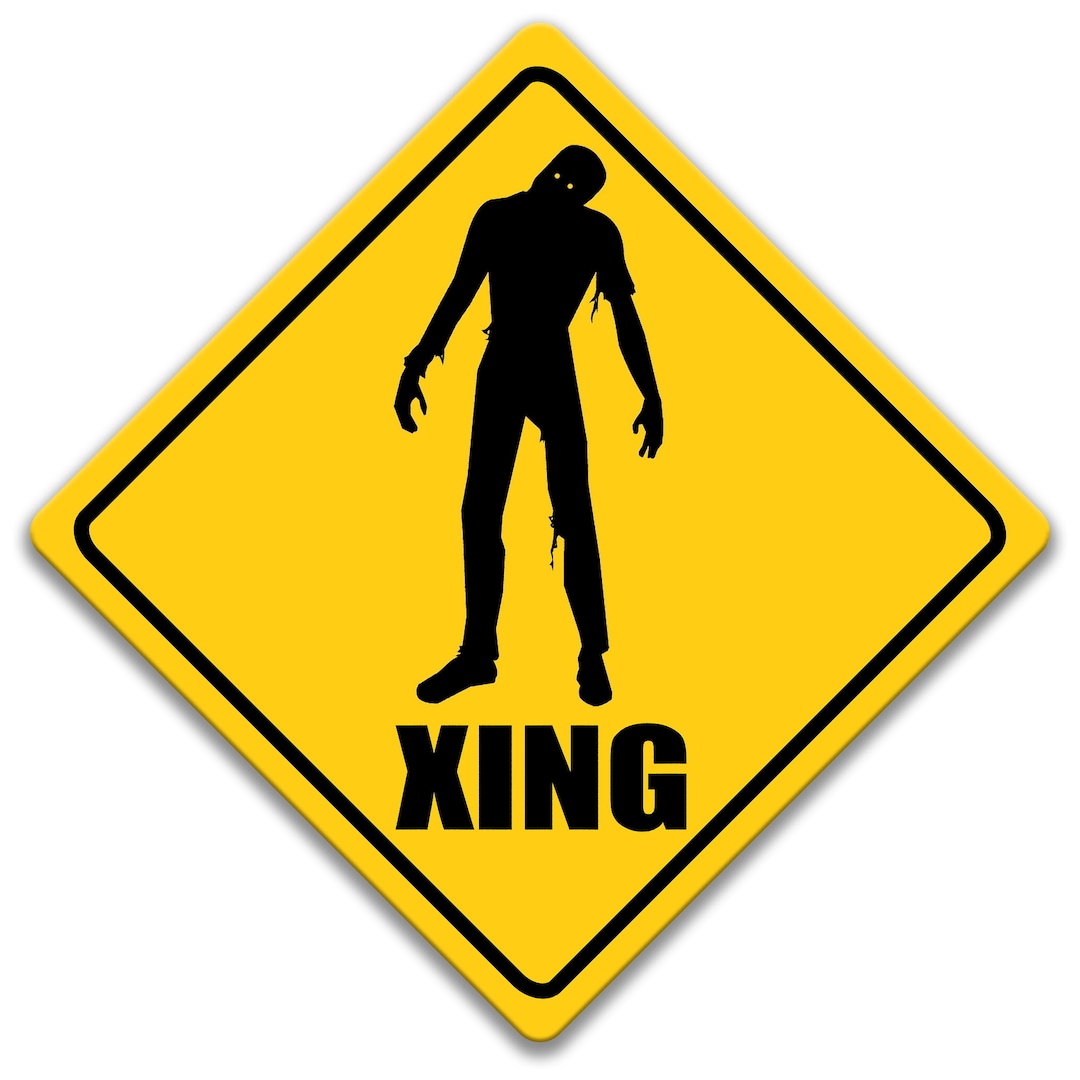 Zombie Crossing Sign, Zombie Sign, Diamond Zombie Sign, Zombie Decor ...