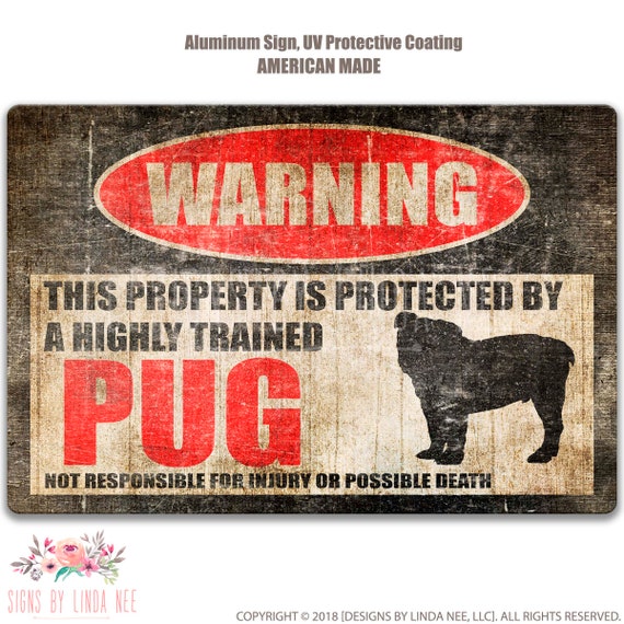 Funny Pug Sign Pug Dog Sign Dog Warning Sign Dog Mom Gift Dog | Etsy